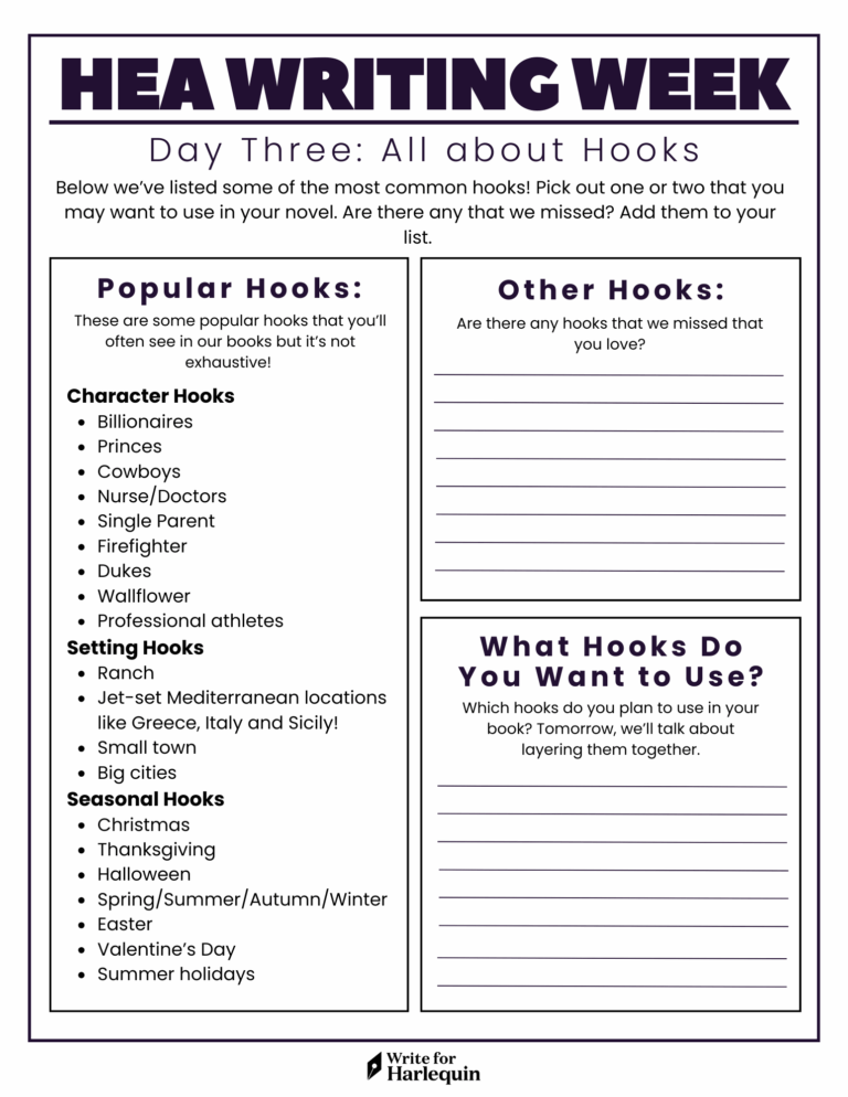 HEA Writing Week 2026 | Day Three: All About Hooks - Write for Harlequin